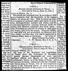 Juneteenth and General Orders, No. 3 - Galveston Historical Foundation